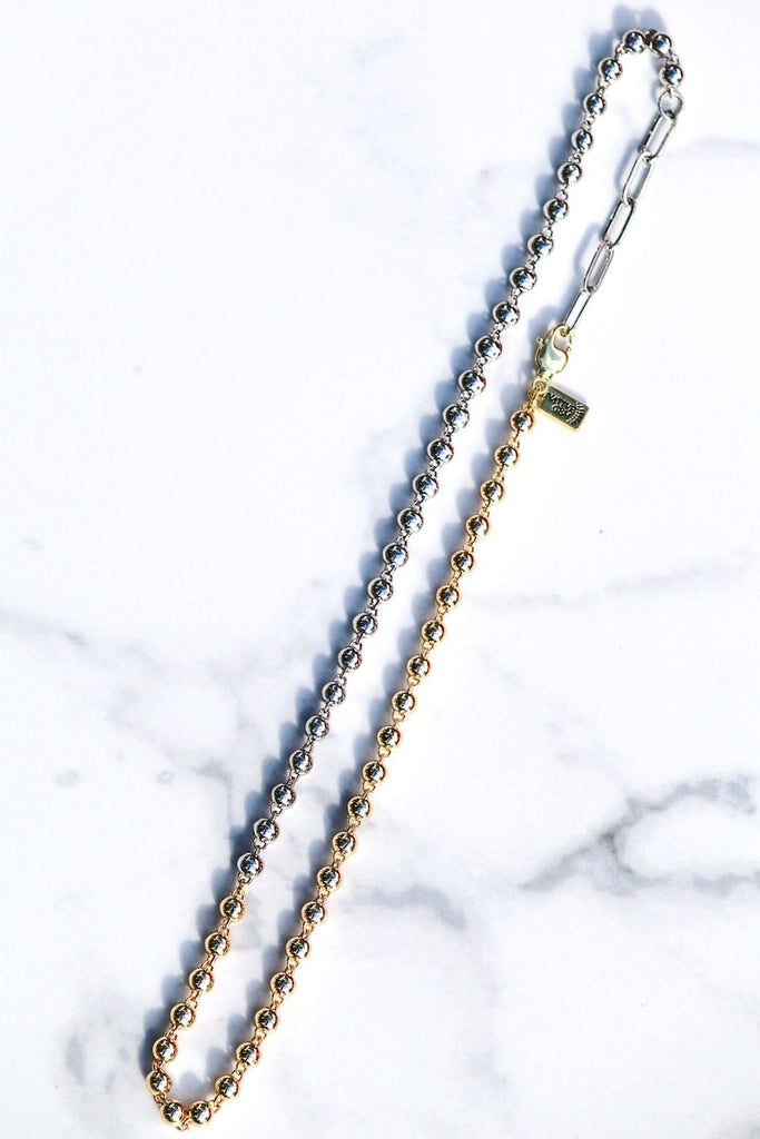 DUO BALL MIXED METAL CHAIN NECKLACE – Native Gem